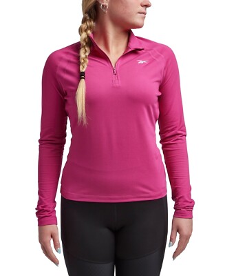 Reebok Women's Identity Performance Quarter Zip Top - Pink - SZ S | eBay