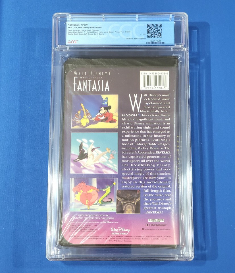 FANTASIA 1940 VHS 1132 clamshell CGC Graded 8.0 Walt Disney Home Video ...