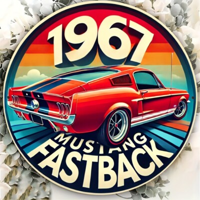 1967 Mustang Fastback Aluminum Round Weatherproof Sign Funny | eBay