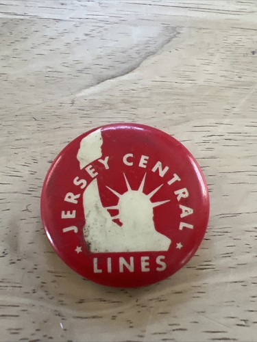 Vintage Jersey Central Lines CNJ Railroad Round Red Pin | eBay