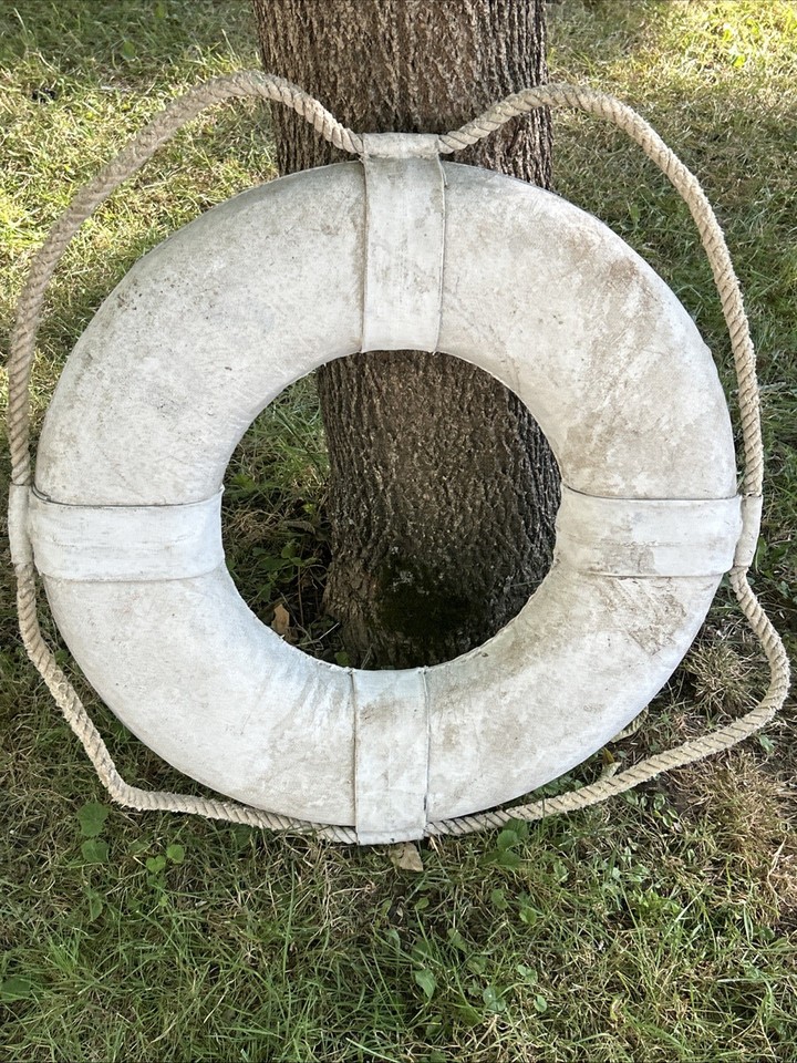 24” X 3” Circa 1950 Vintage Life Preserver Ring Boat Nautical HD Canvas ...