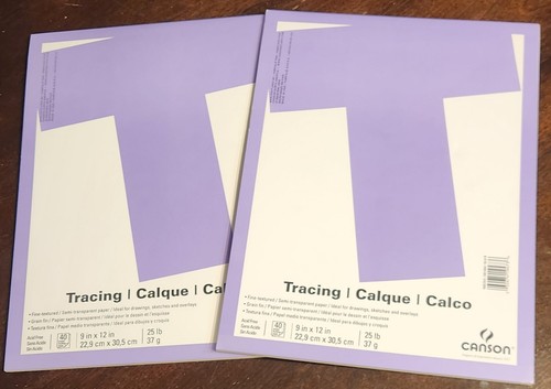 Pair Canson 9x12 Fine Transparent Textured Tracing Paper 40 Sheets, 2 ...