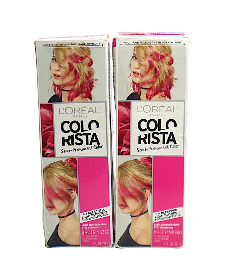 2 X L'Oreal Colorista Semi-Permanent Hair Color Dye (Hot Pink 350 ). 4 ...
