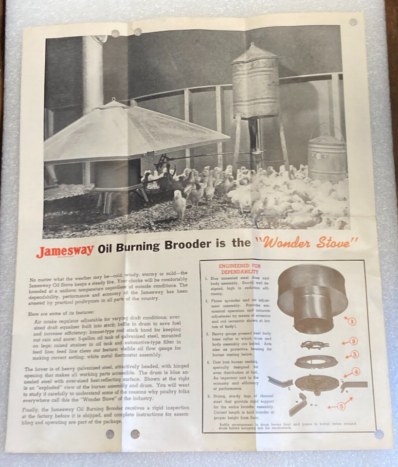Vintage 1950s Jamesway Oil Burning Brooder Brochure - Farming ...