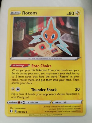034/072 Rotom Card Pokemon Sword & Shield Shining Fates Trading Card ...
