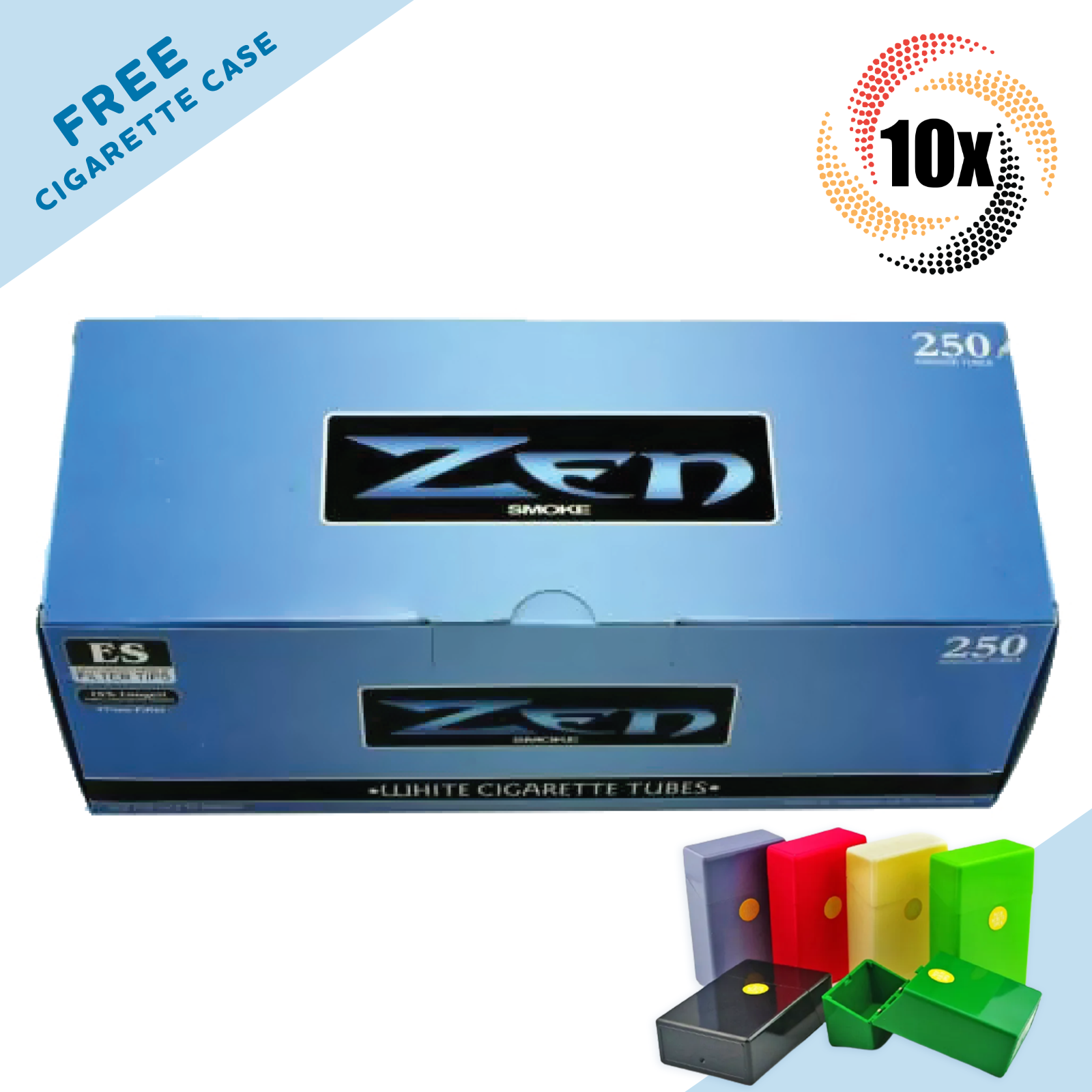 10x Box ZEN Cigarette Tubes Light King Size ( 2,500 Tubes ) Cigarette ...