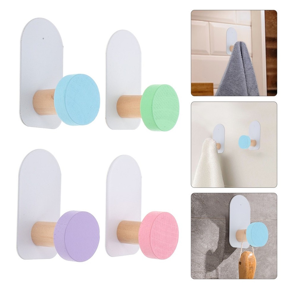 5 Pcs Self Adhesive Wall Hooks For Hanging Clothes Hats Bags Kitchen ...