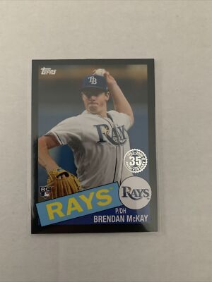 2020 Topps Series 1 BRENDAN McKAY SP Black 1985 Rookie #85-96 RC Rays ...
