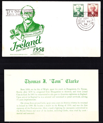 IRELAND 1958 Thomas J. Clarke (165-166) . First Day Cover | eBay