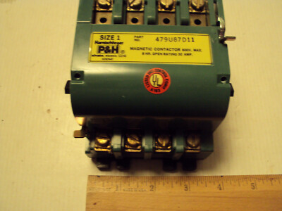 P&H size 1 contactor, 110-220 coil, 60hz; 4 pole; P & H p/n 479U87D11 ...