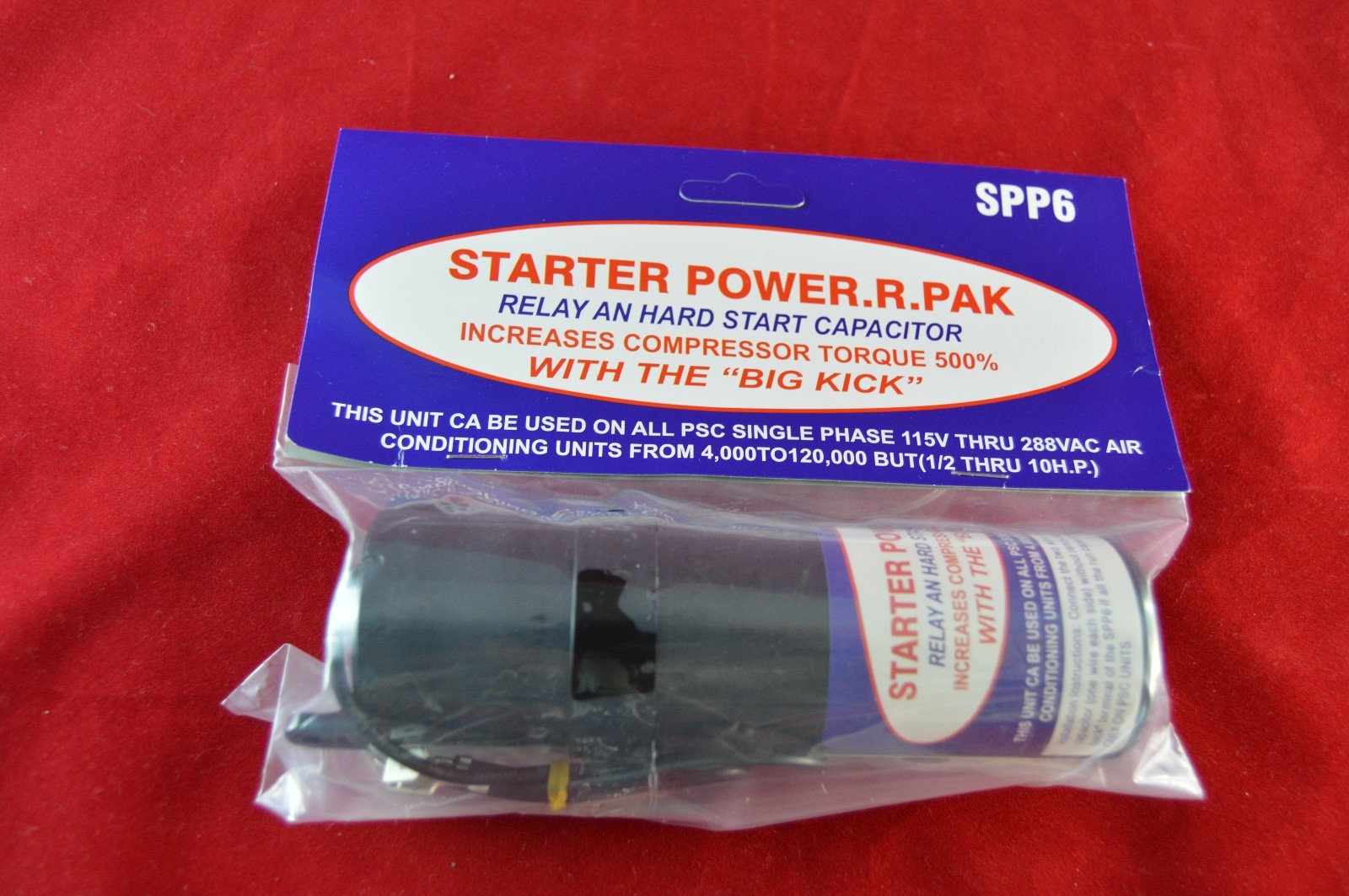 SPP6 Hard Start Kit Capacitor Relay 1/2HP-10HP Increases Torque 500% ...