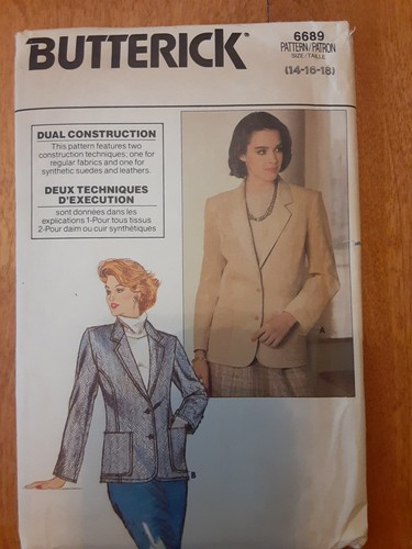 Mid'80's Butterick #6689 Sz (14-16-18) Miss Jacket Semi-Fitted, Lined ...