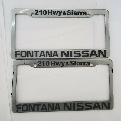 2x Fontana Nissan 210 Freeway California Silver Plastic License Plate ...