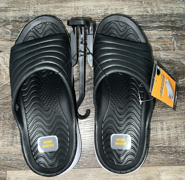 Avia Womens Black Hightail Slide Sandal Wide Fom Technology 11W for ...