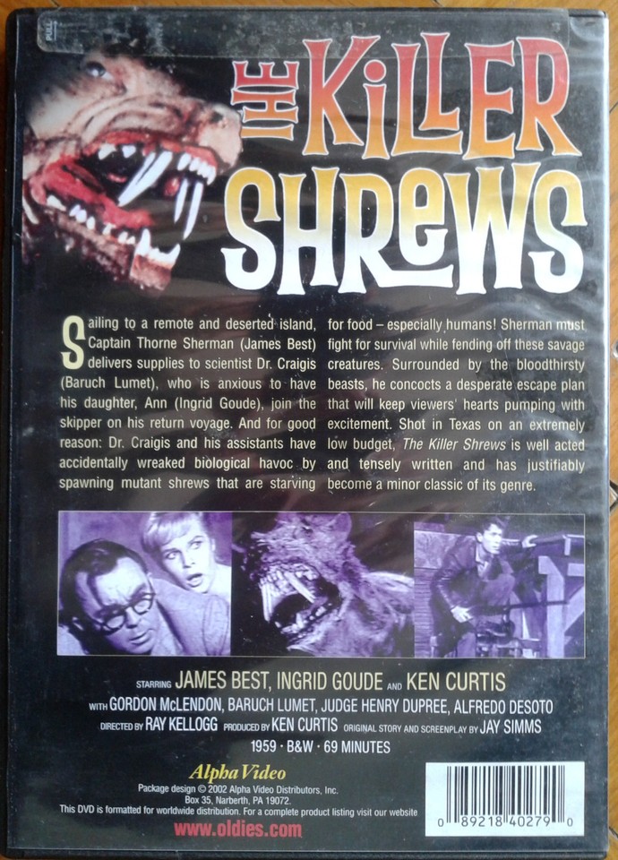 Killer Shrews (1959) Alpha Video R0 DVD Weird Cult Science Fiction US ...