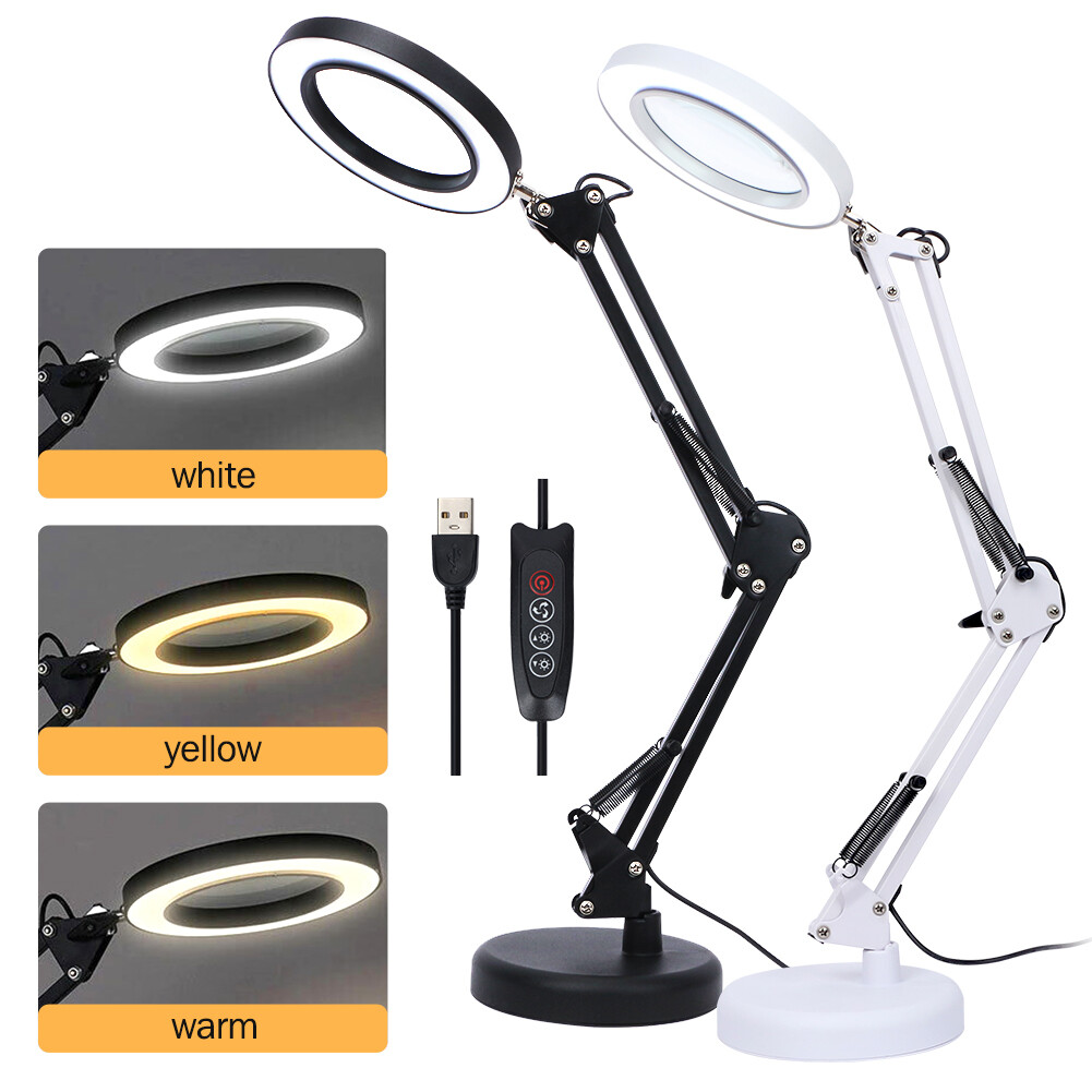 10X Magnifying Glass Desk Light Magnifier LED Lamp Reading Lamp With ...