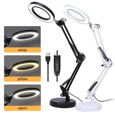 10X Magnifying Glass Desk Light Magnifier LED Lamp Reading Lamp With ...
