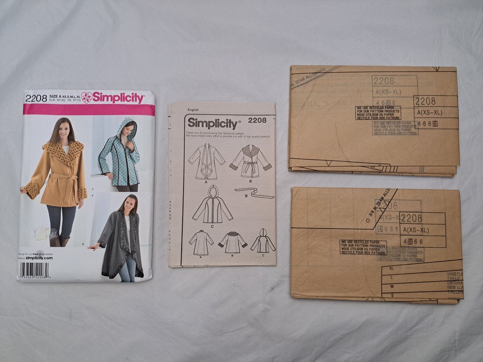 Simplicity Pattern - Misses' Fleece Jackets (XS-XL) #2208 - Uncut | eBay