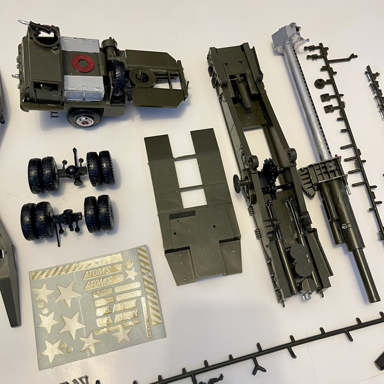 Vintage 50s ADAMS 280mm Atomic Cannon 2 Gun Transporters 1/40 Model Kit ...