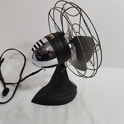 Vintage BERSTED Eskimo Black Chrome Metal Desk Table Fan 8” Model 1100J ...