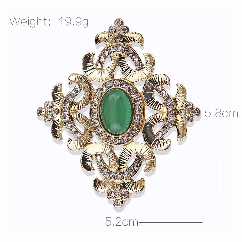 Vintage Gold Color Crystal Pearls Pin Geometric Rectangle Brooch Women ...