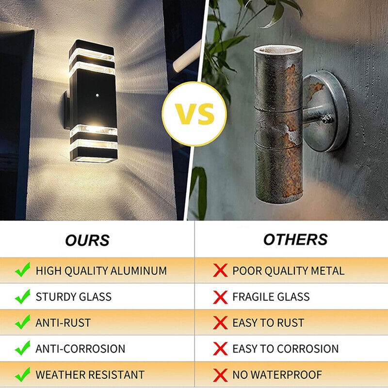 Modern LED Up Down Wall Light Outdoor Dual Wall Lamp Fixture Dusk to ...