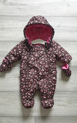 George first size up to 1 month girls snowsuit pramsuit floral | eBay UK