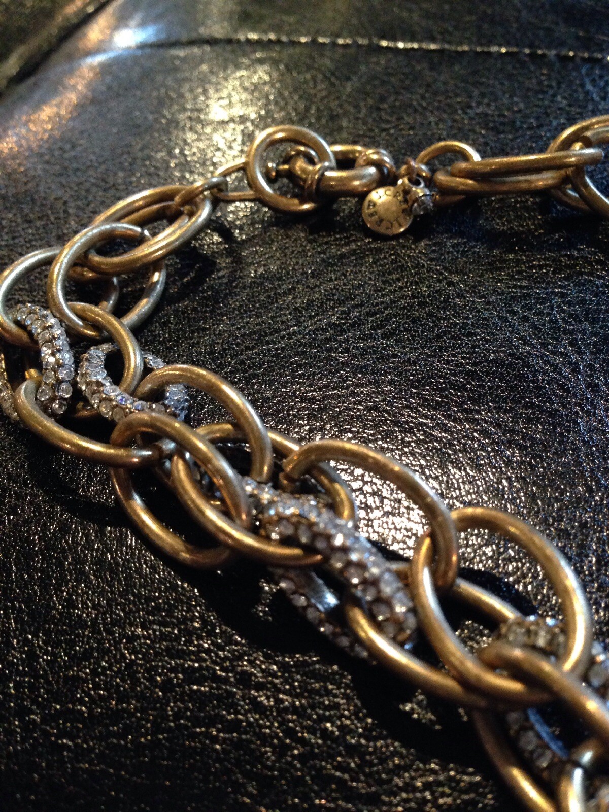 Vintage Jcrew Necklace Chain Gold-brass With Rhinestones. Chunky/bold ...