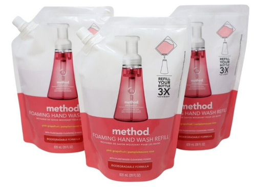 Pack of 3x Method Foaming Hand Soap Refill, Pink Grapefruit, 28 Oz | eBay