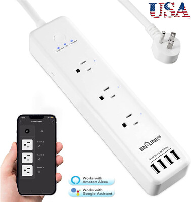 Smart Power Strip WiFi Outlets with 4 USB 3 Charging Port Multi Plug ...