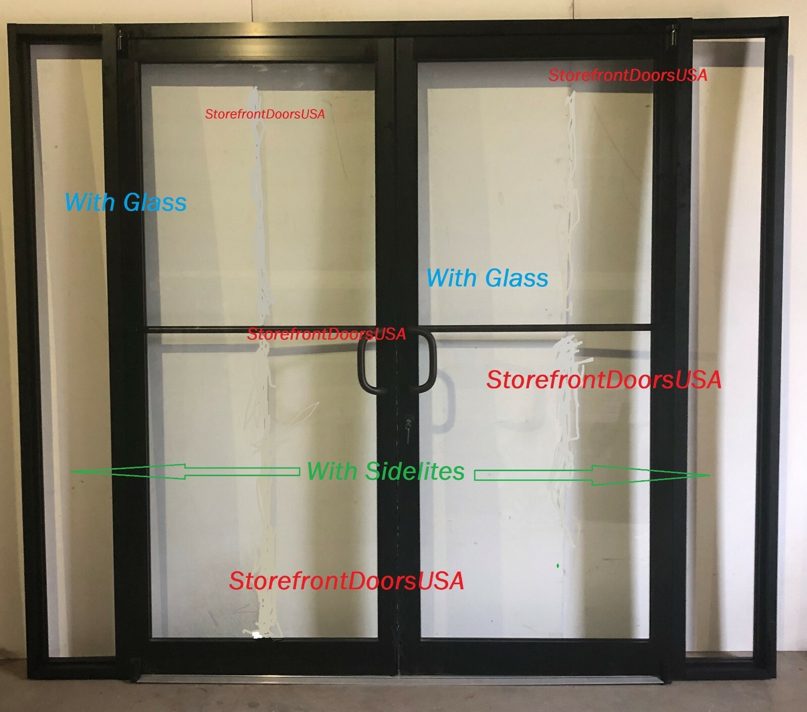 STOREFRONT DOOR, FRAME & CLOSER 6'0 X 7'0 PAIR,Bronze FINISH w/Glass ...