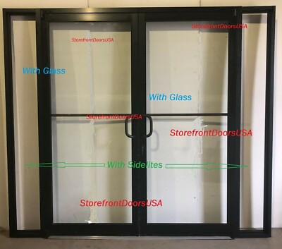 STOREFRONT DOOR, FRAME & CLOSER 6'0 X 7'0 PAIR,Bronze FINISH w/Glass ...