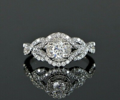 $3,950 ZEI 14K White Gold 1.05ct Round Diamond Engagement Crossover ...