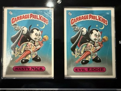 Topps Garbage Pail Kids Series 1 1985 Nasty Nick & Evil Eddie Sticker ...