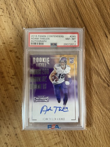 2016 Panini Contenders Adam Thielen Rookie Ticket Auto PSA 8 Vikings | eBay