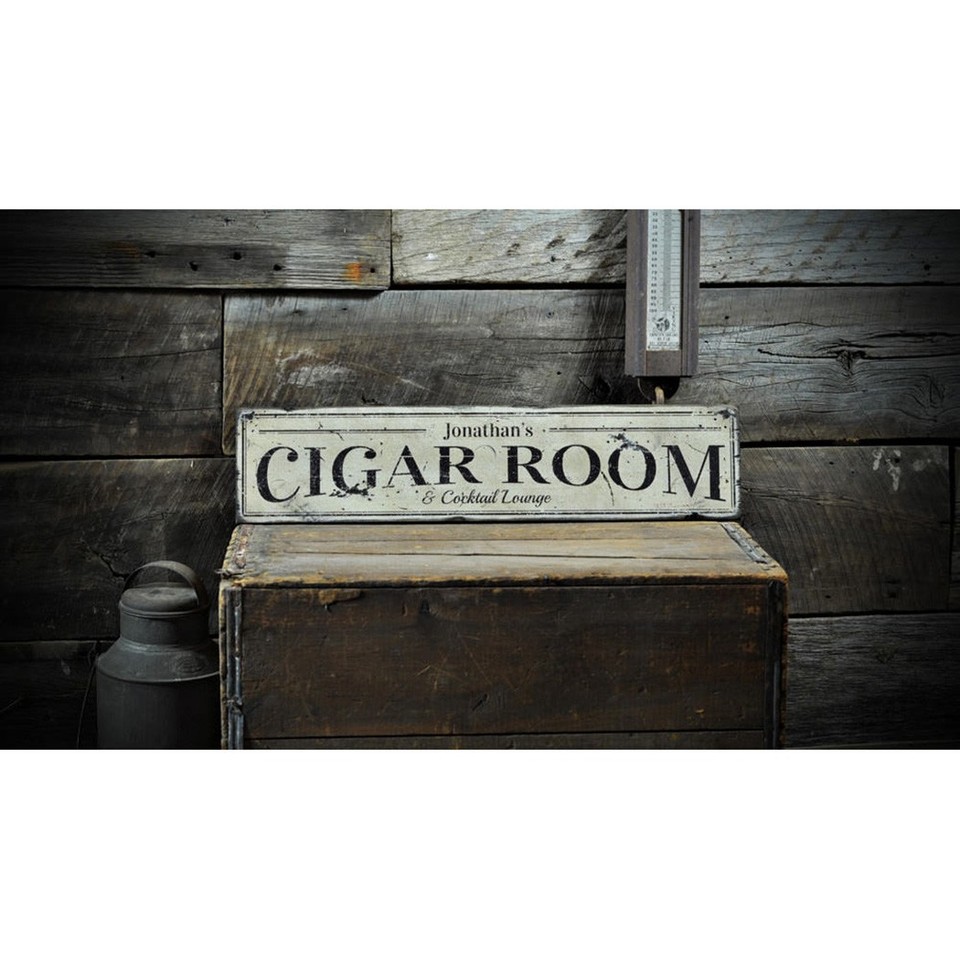 Custom Cigar Room Cocktail Lounge Sign -Rustic Hand Made Vintage Wood ...