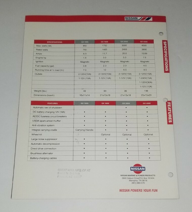 Nissan Generator Brochure | eBay