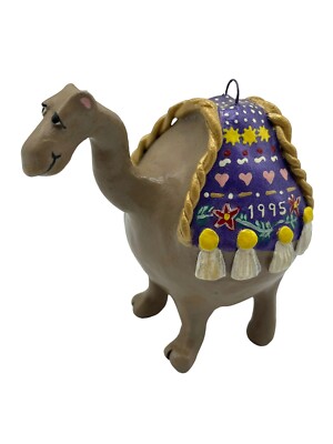 Vintage Paper Mache Camel Christmas Ornament 4.5" Tall Brown Purple ...