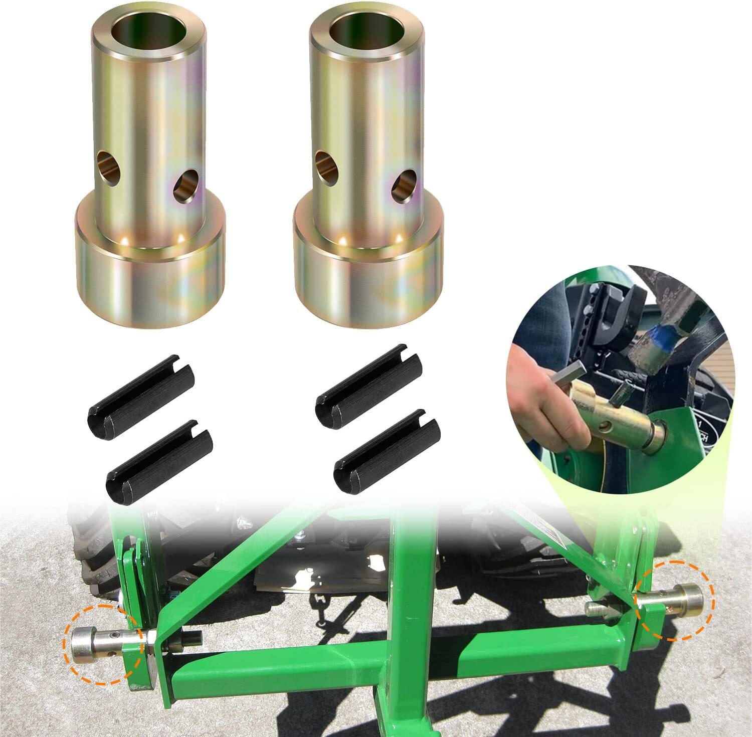 Pair of Cat 1 Quick Hitch Adapter Bushings Kit for Category I 3-Point ...