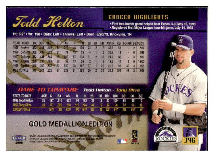 1999 Ultra #34G Todd Helton Gold Medallion | eBay