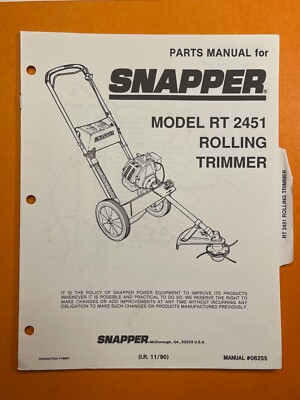 Snapper - Model 2451 Rolling Trimmer (Parts Manual #06255) *1990* | eBay