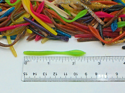 75 Mixed Colors 2.5" MICRO TORPEDO TROUT WORM Soft Plastic Fishing ...
