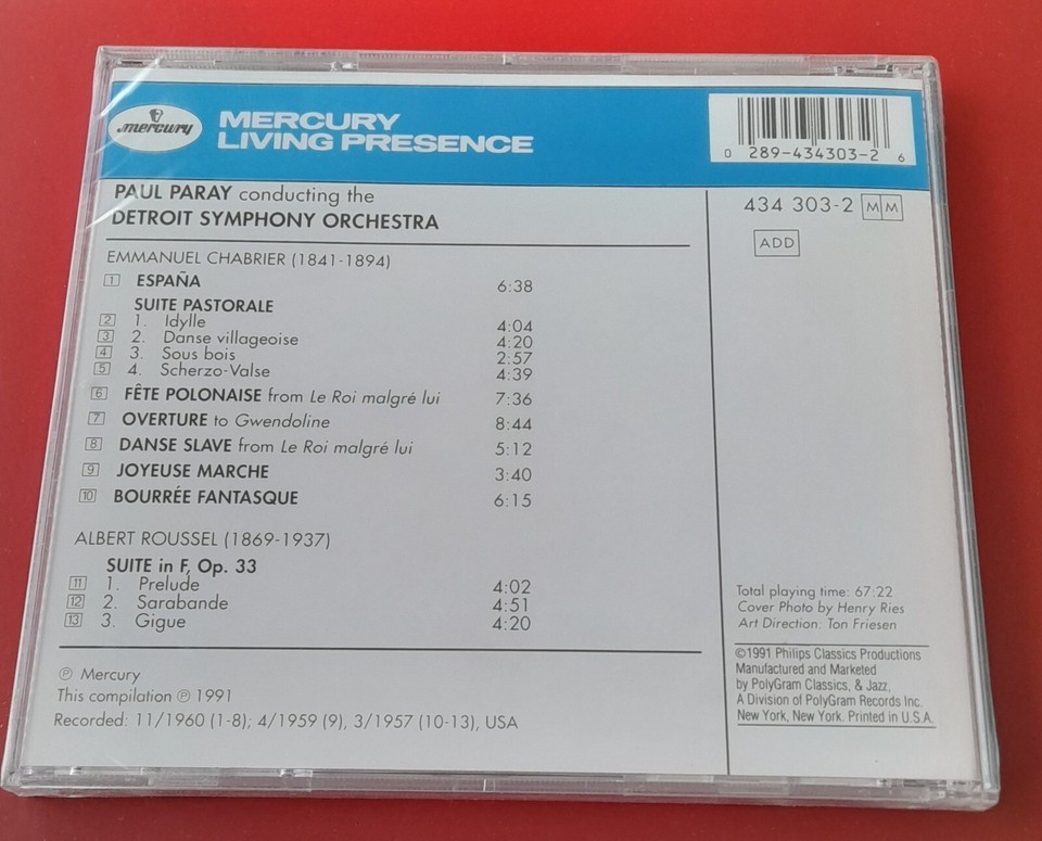 Chabrier Espana~pastorale~Roussel Paray MERCURY SEALED OOP ...