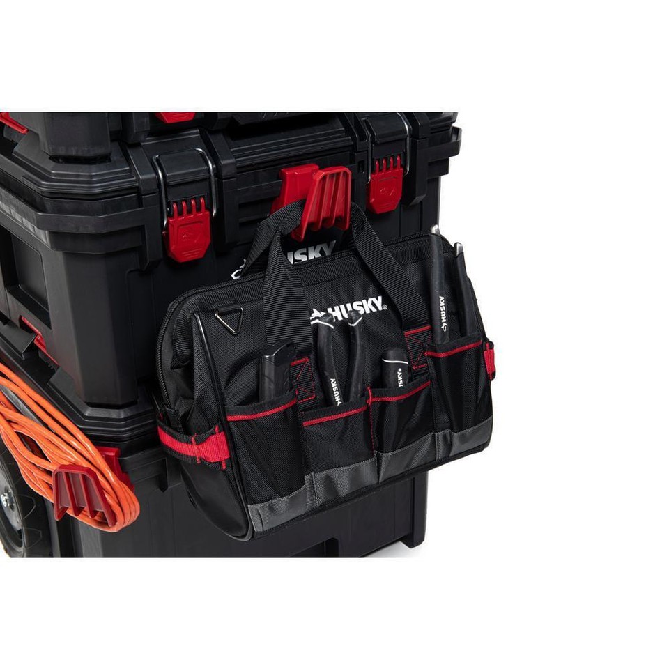 Husky Build-Out 6 Pc Modular Tool Storage Set Bins Hooks Utility Strap ...