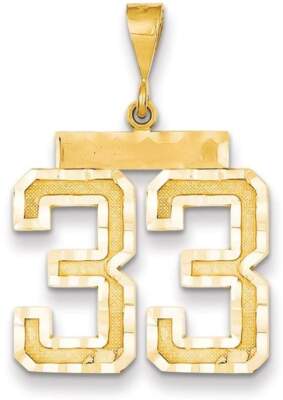 14K Yellow Gold Large Shiny-Cut Number 33 Pendant | eBay