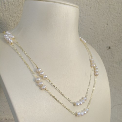 Classic Two Strands Aaa South Sea White 5-6mm Pearl Necklace 17-18" 14k ...