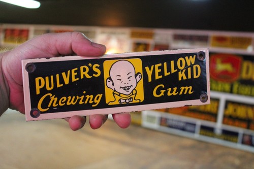 PULVER'S CHEWING GUM YELLOW KID CANDY STORE PORCELAIN METAL SIGN ...