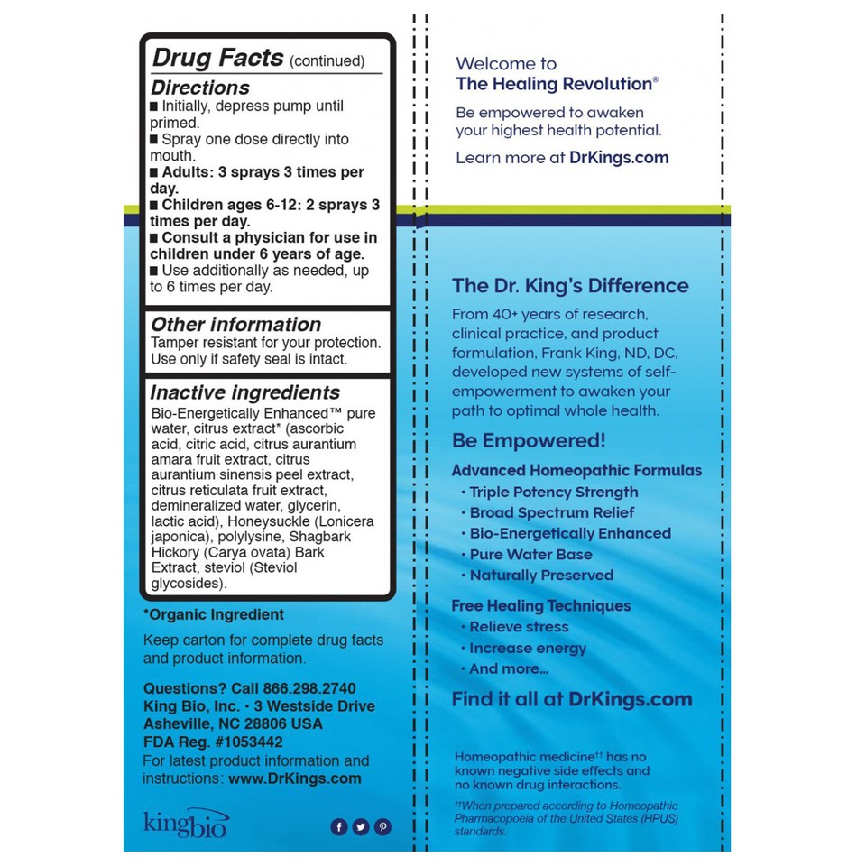 Dr King's Adrenal Burnout (Previously 911 Burnout) Homeopathic Spray, 2 ...