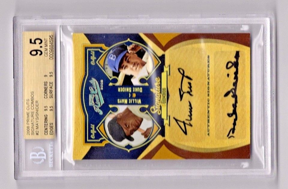 2008 Playoff Prime Cuts Willie Mays Duke Snider Dual Autograph /10 BGS ...