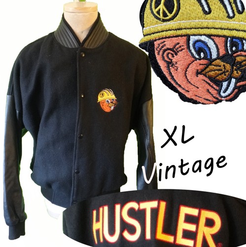 HUSTLER porn magazine fight Letterman leather WOOL XL beaver patch vtg club | eBay.de